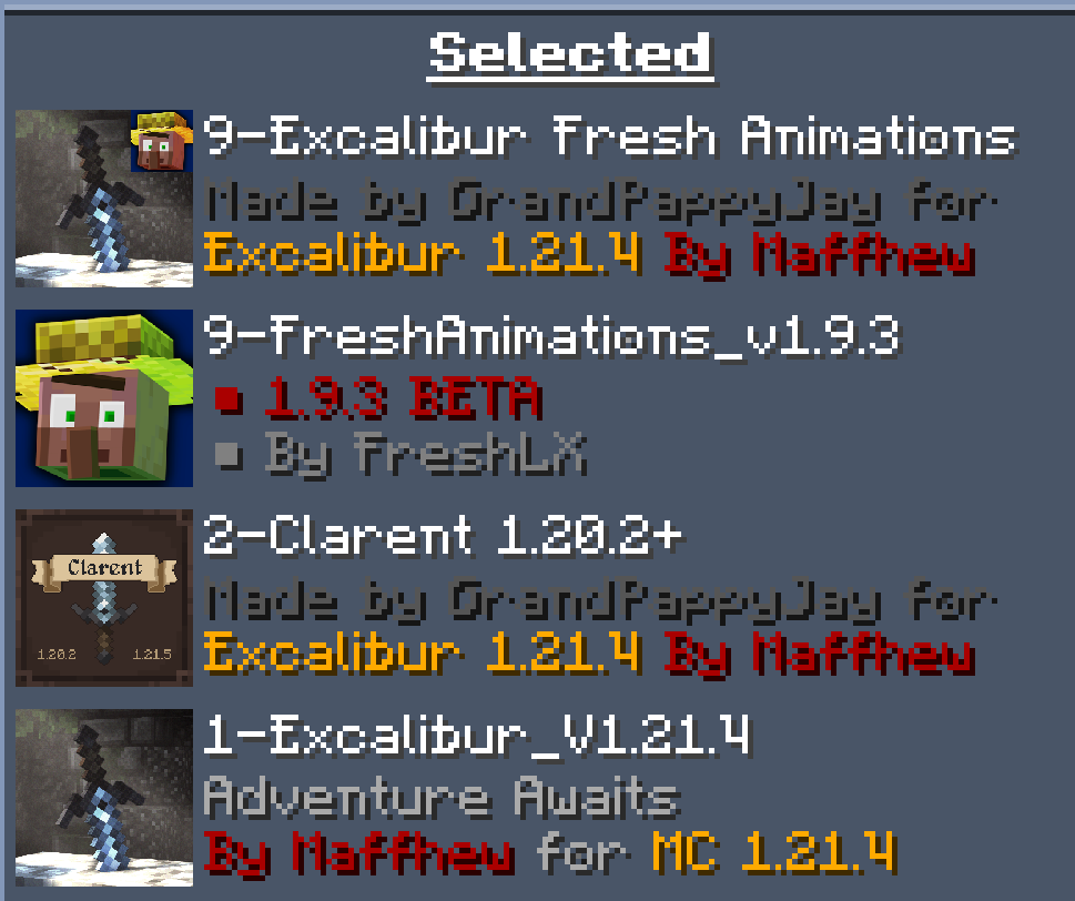 Excalibur | Fresh Animations Patch Minecraft Texture Pack