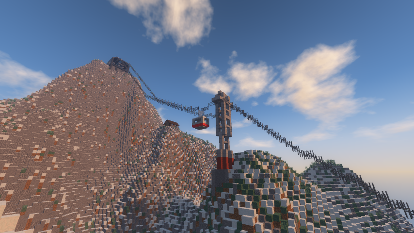 WORKING cable car in Minecraft Vanilla Minecraft Map