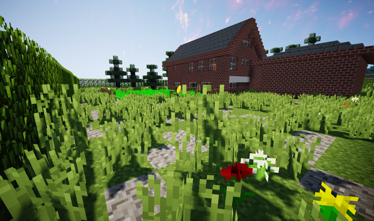 BALCONY BRICK GABLE FARMHOUSE +Yard Minecraft Map