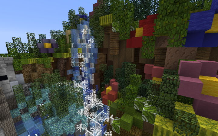 Waterfall with stone houses Minecraft Map