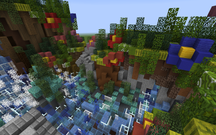 Waterfall with stone houses Minecraft Map