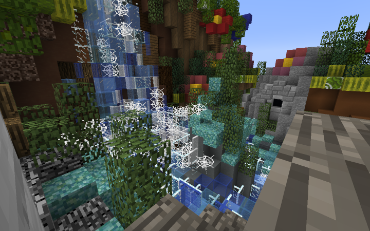 Waterfall with stone houses Minecraft Map
