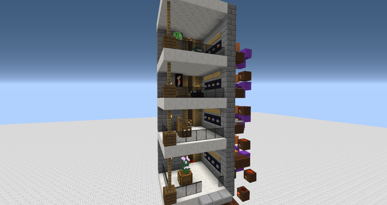 1x1, 4 floor piston Elevator Minecraft Map