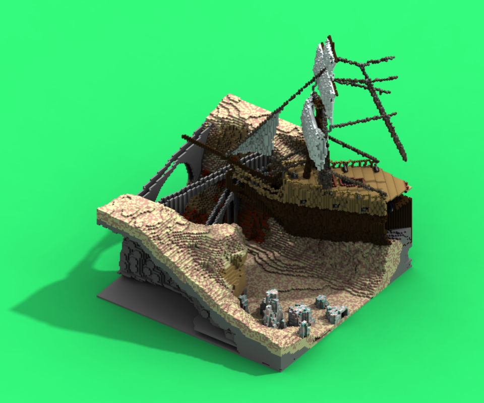 Desert Boat plot 130 x 130 Minecraft Map