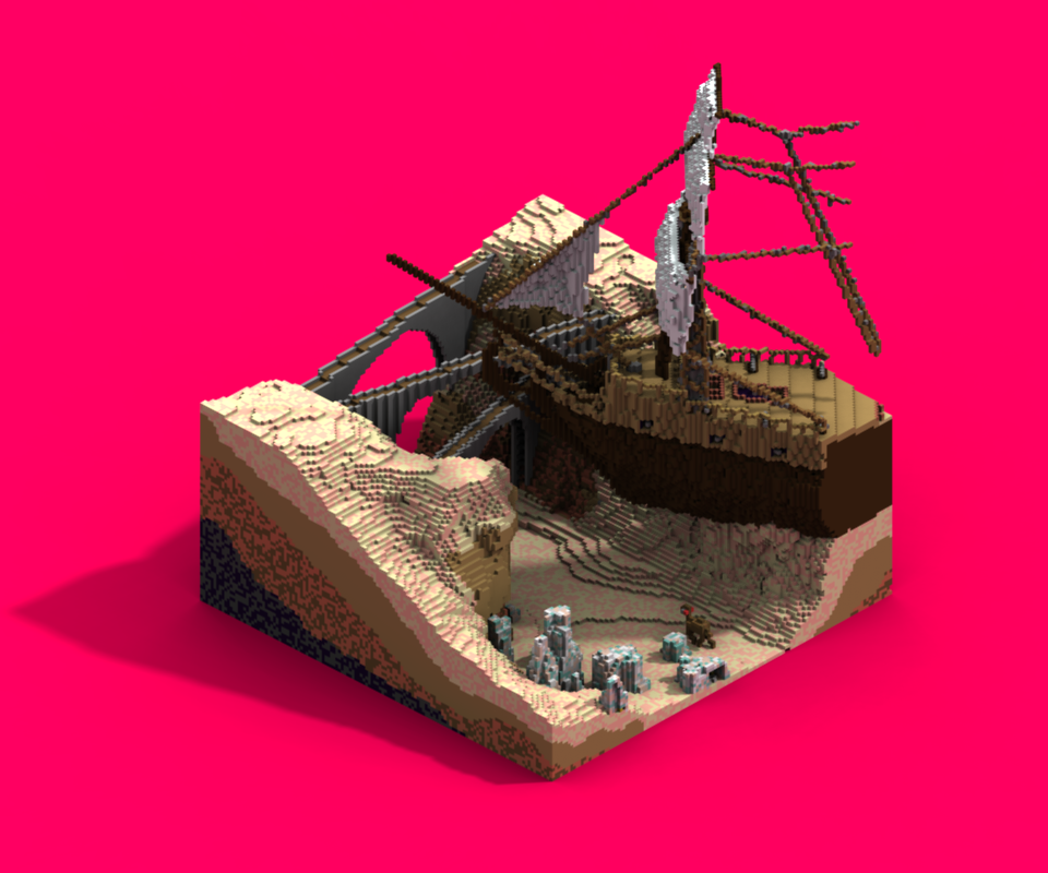 Desert Boat plot 130 x 130 Minecraft Map