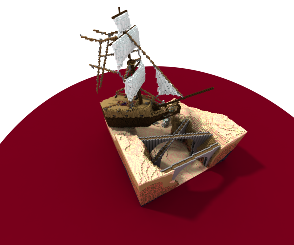 Desert Boat plot 130 x 130 Minecraft Map