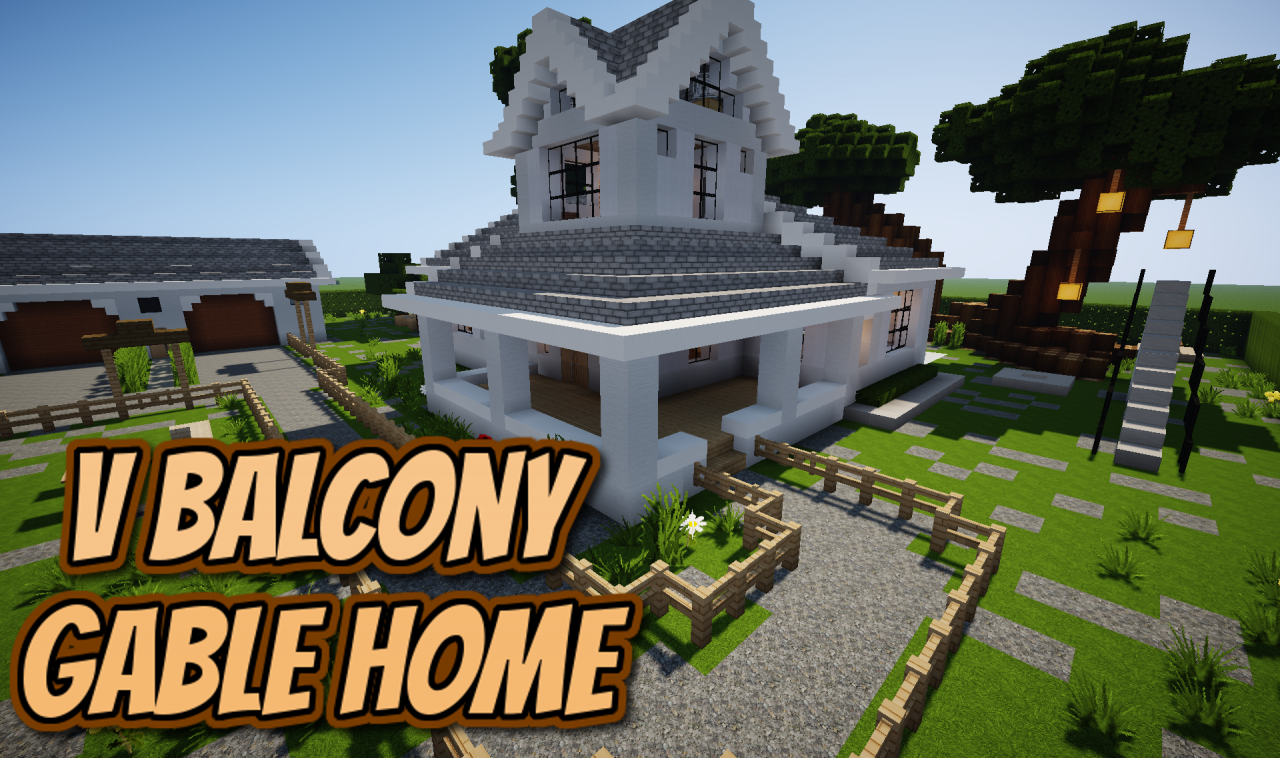 V BALCONY GABLE HOME +Yard Minecraft Map
