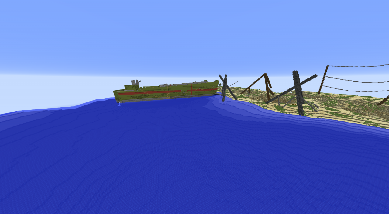 Omaha Beach - Normandy Invasion ~ WW2 Higgins Transport Craft Minecraft Map
