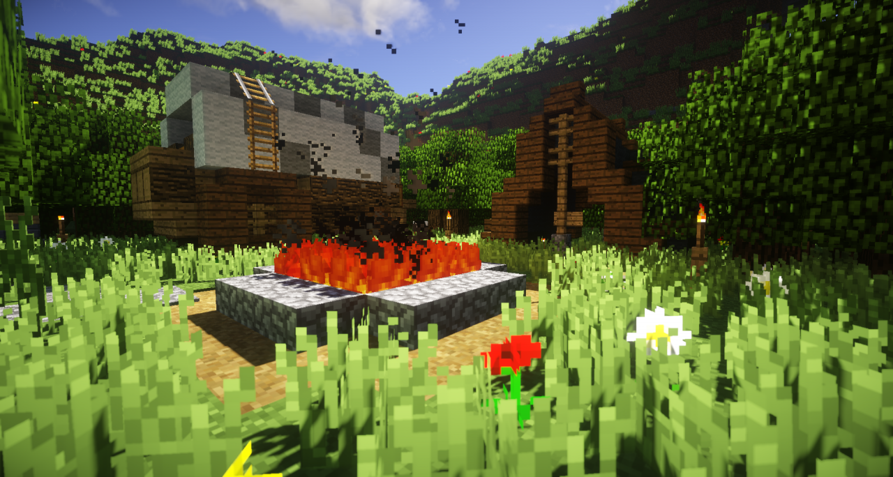 Campground Style Spawn with Terraformed Mountains Minecraft Map