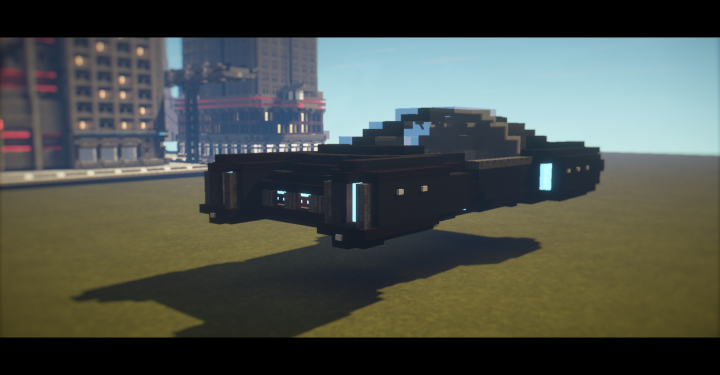 A cyberpunk church with a hover car Minecraft Map
