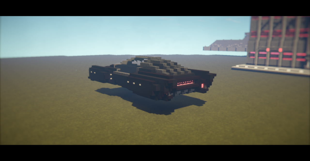 A cyberpunk church with a hover car Minecraft Map