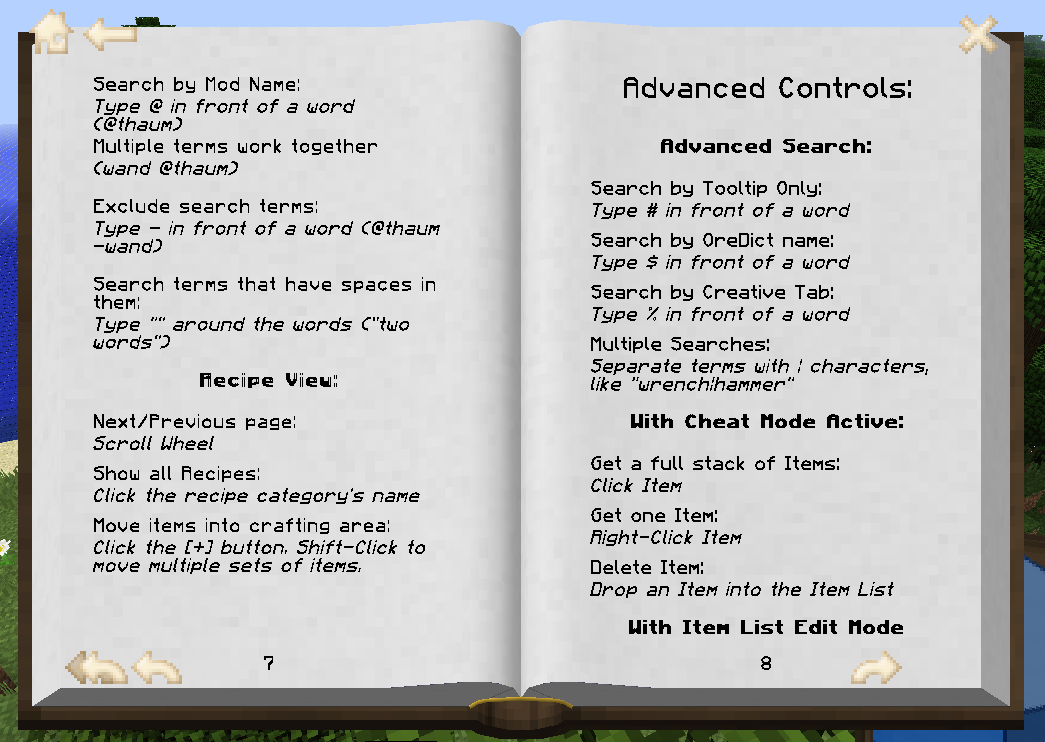 readable Guide book for JustEnoughItems Minecraft Texture Pack