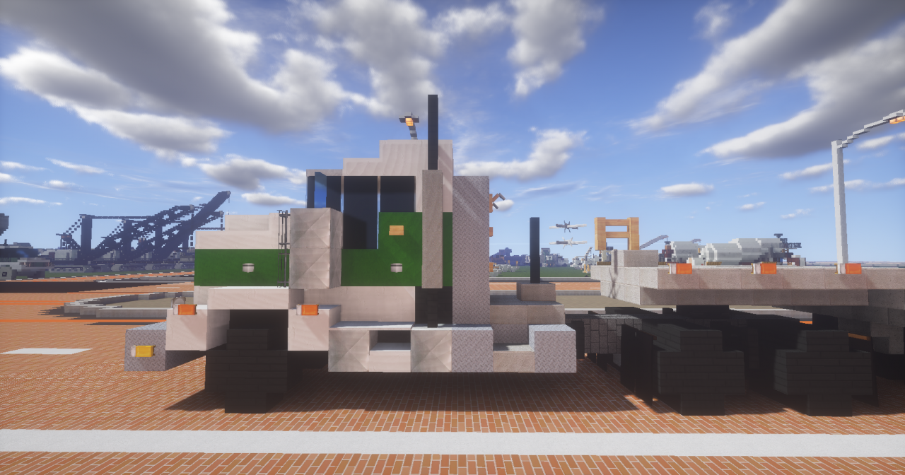 Mack Truck ( 2+3+2 ) Lowboy Trailer V1 + CAT 657 SCRAPER Minecraft Map