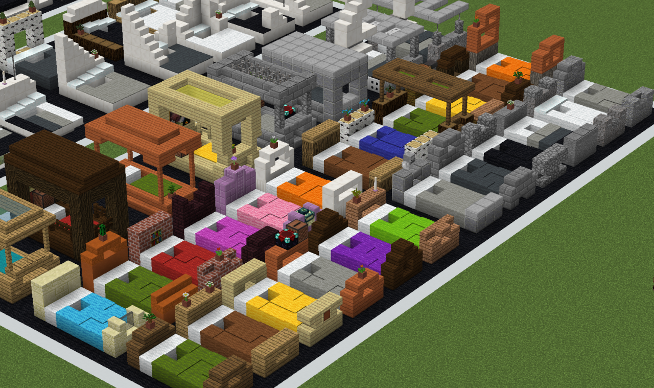 78 bed design / 78 modèles de lits Minecraft Map
