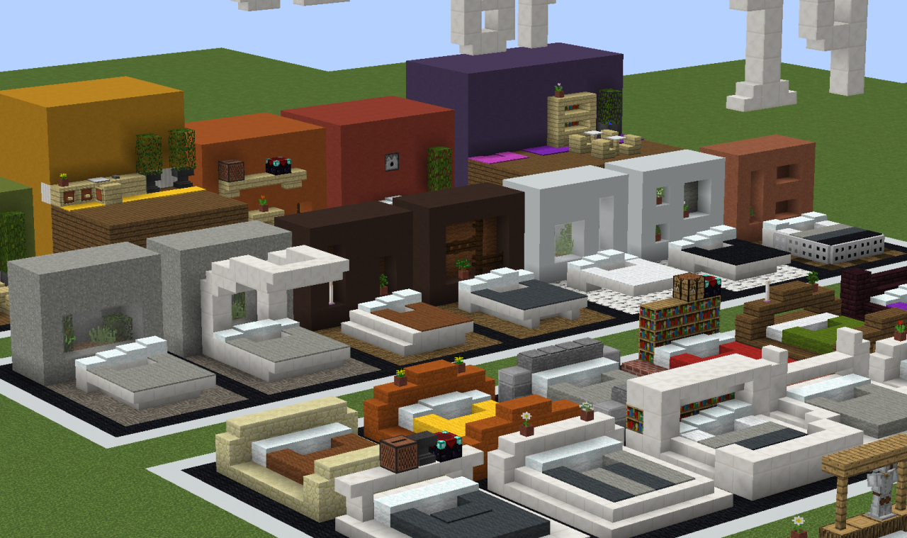 78 bed design / 78 modèles de lits Minecraft Map
