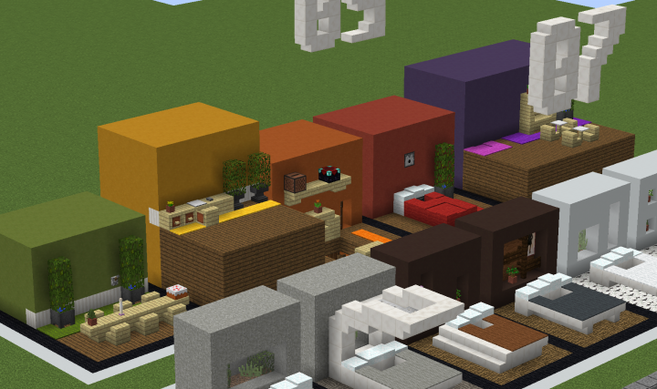 78 bed design / 78 modèles de lits Minecraft Map