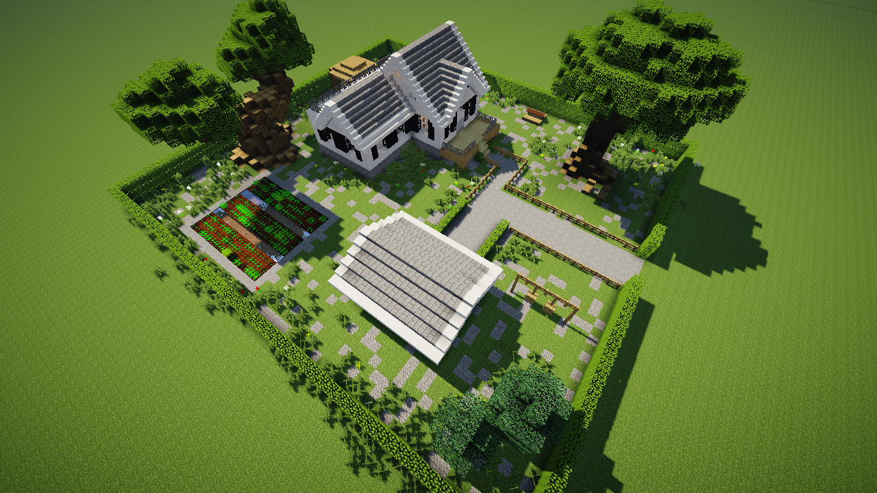 MODEST COUNTRY GABLE HOME +Yard Minecraft Map