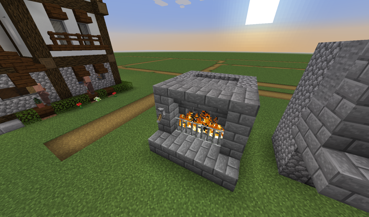 3 Wide Fireplace with on/off switch works in Minecraft 1.13 Minecraft Map