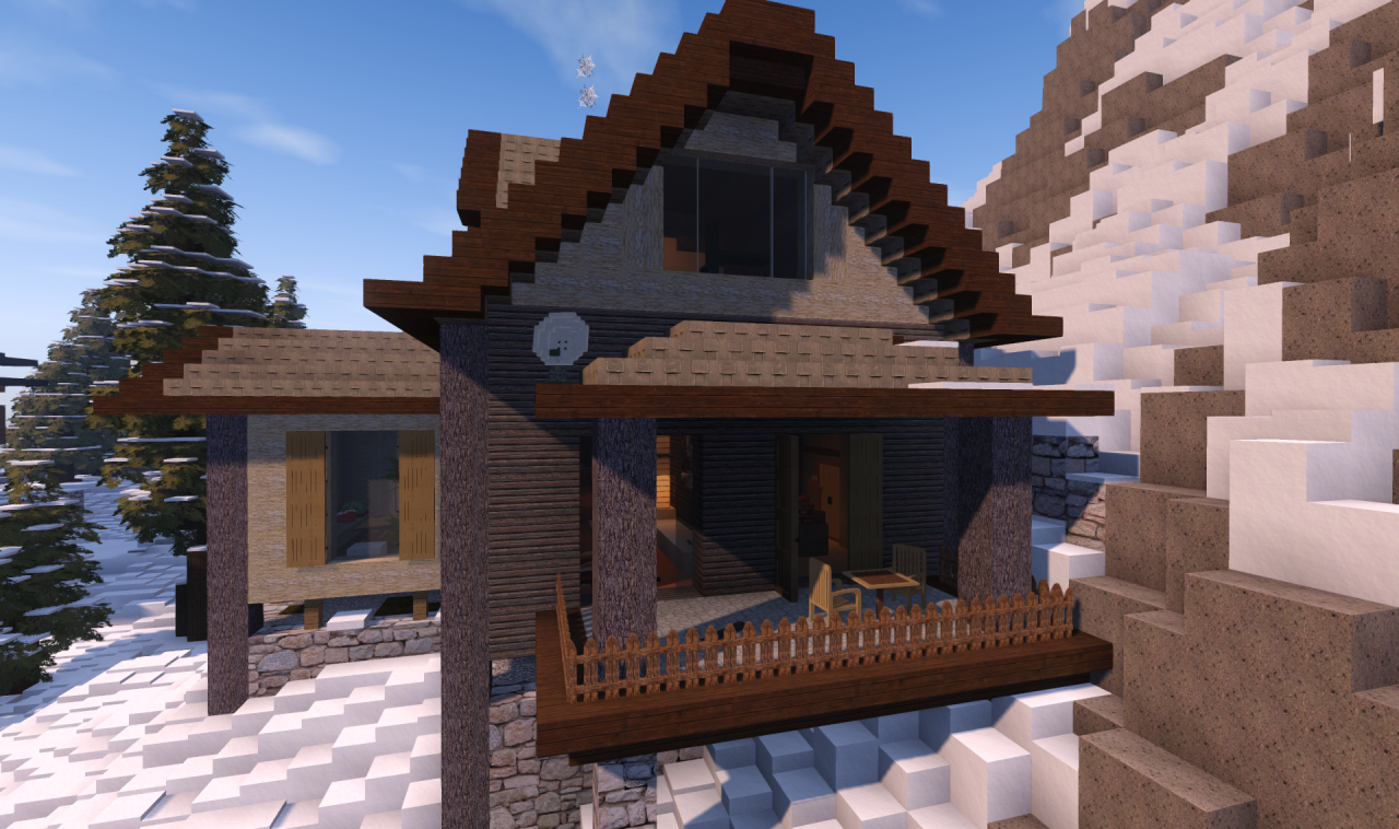 Realistic ski resort chalet Minecraft Map