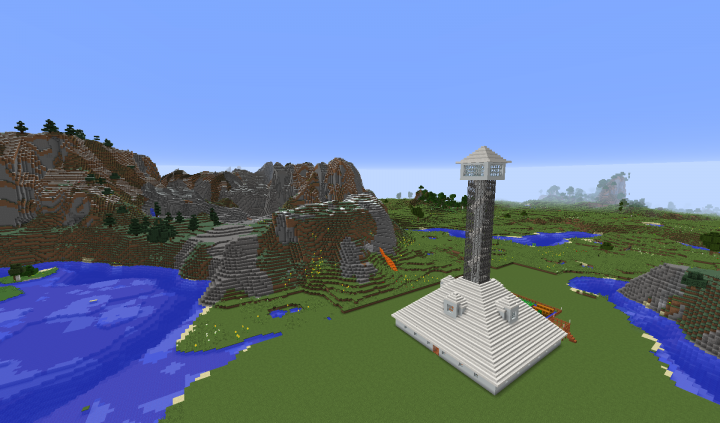 Big house with lookout tower, farm and trampoline Minecraft Map