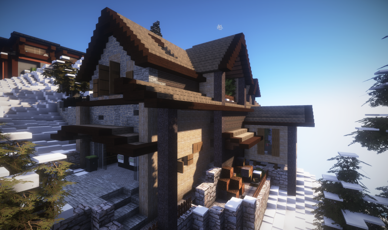 Realistic ski resort chalet Minecraft Map