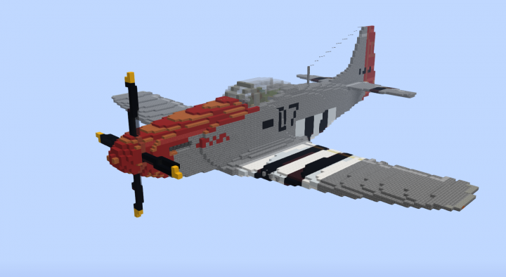 10:1 P51d Mustang American fighter aircraft WW2 Minecraft Map
