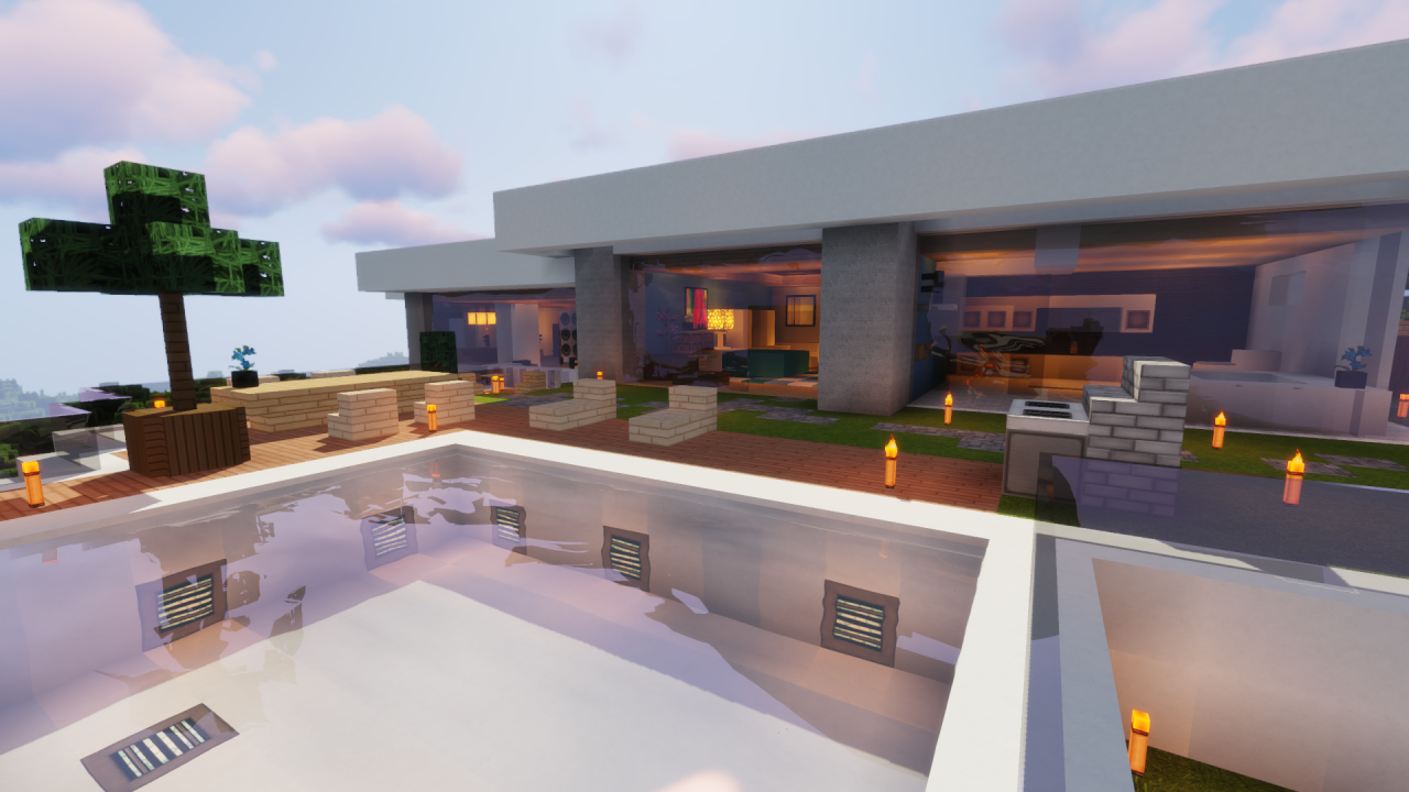 hill modern house Minecraft Map