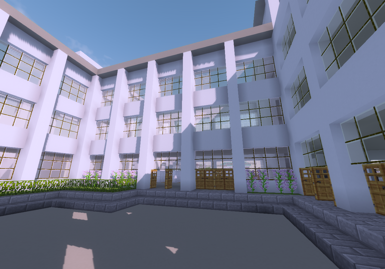 1980s Japanese High School Main Building Minecraft Map