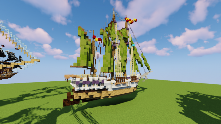Green sailed schooner Minecraft Map