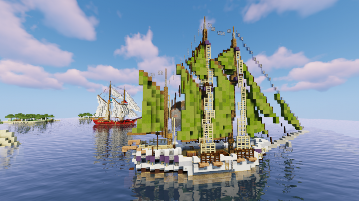 Green sailed schooner Minecraft Map