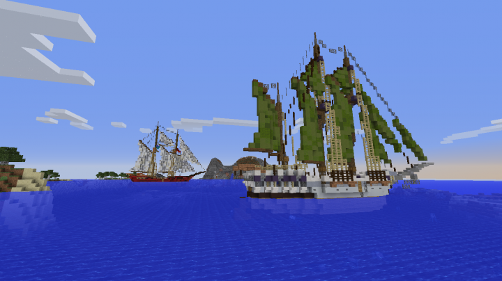 Green sailed schooner Minecraft Map