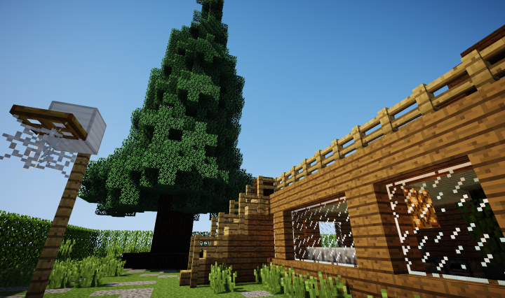 Country Spruce Cabin & Two Giant Spruce Trees Minecraft Map