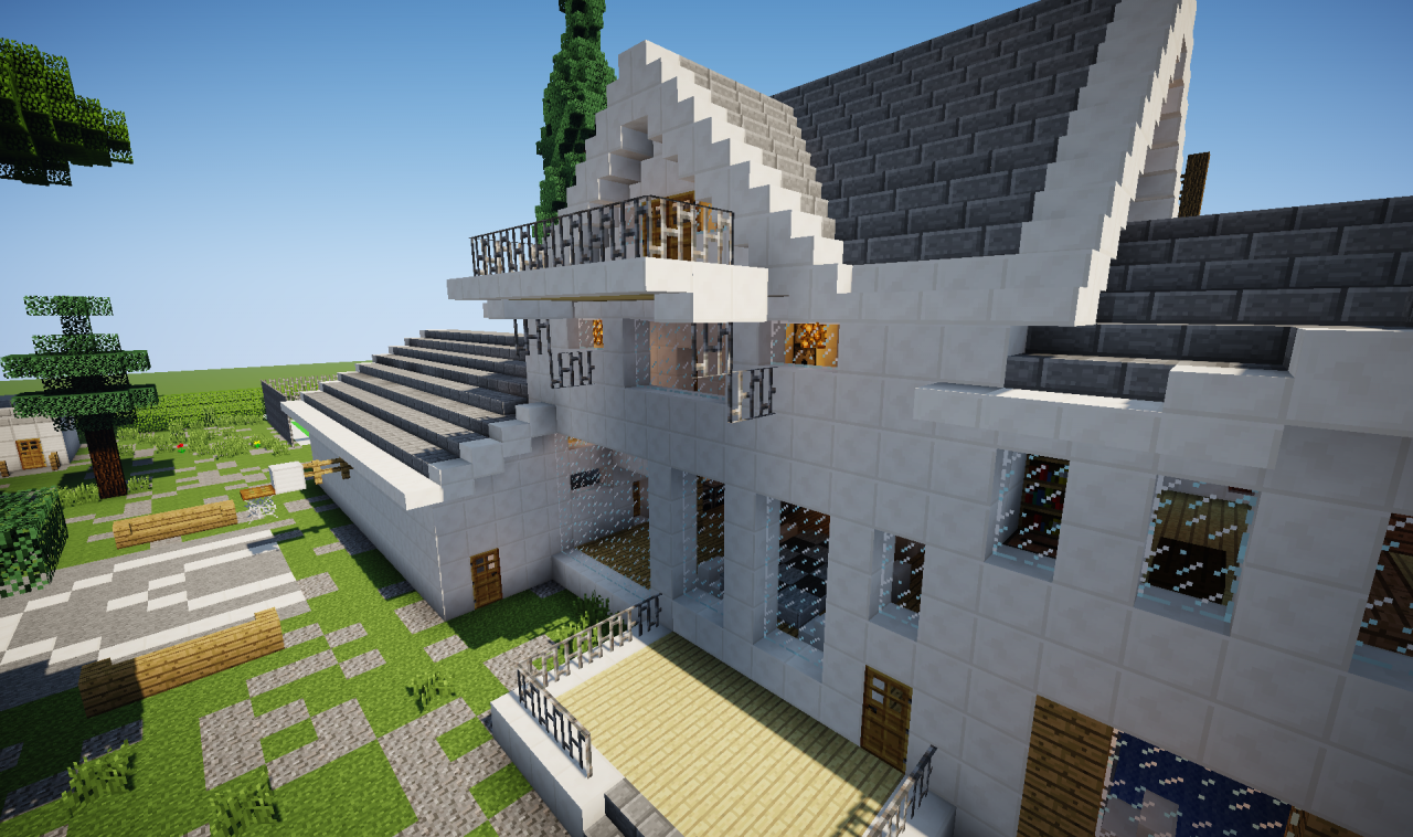 Large White Country Gable Property Minecraft Map