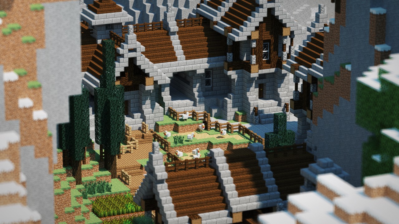 Bleak Stone - dark mountain village Minecraft Map