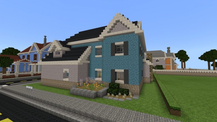 Cyan Suburban House Minecraft Map