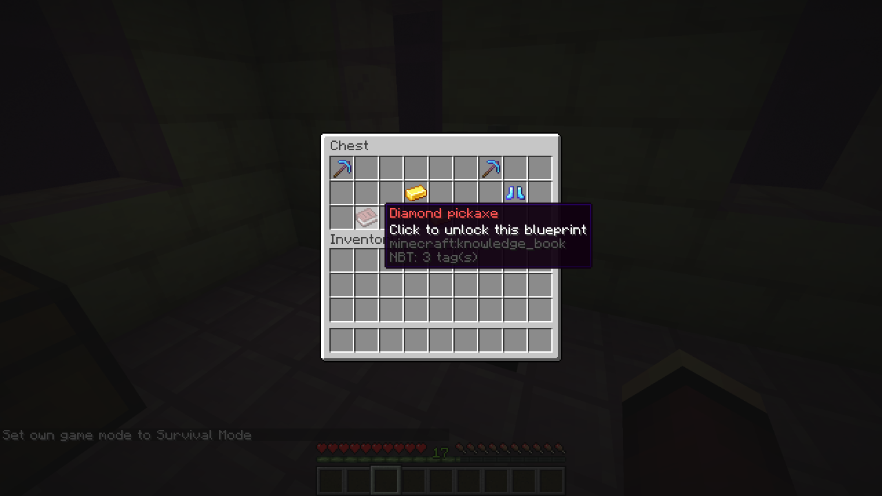 Blueprints - Require recipe to craft item Minecraft Data Pack