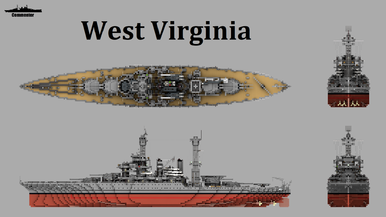 USS West Virginia 1923 1:1 Scale Minecraft Map