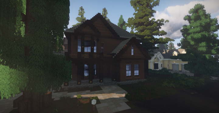 Big Wooden Brown Suburban House Minecraft Map