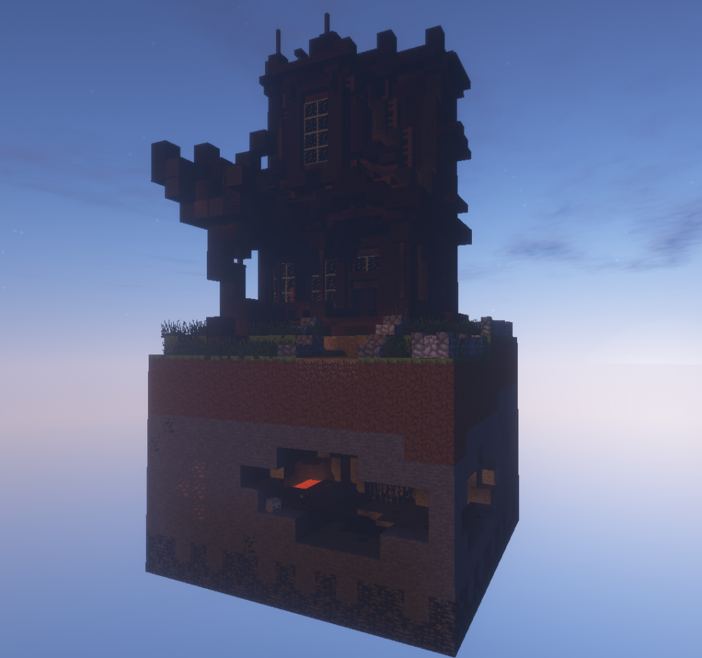 1 Chunk Haunted House w/ Underground Dungeon Minecraft Map