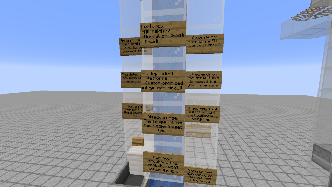 Minecart Two-Way Water Elevator Minecraft Map