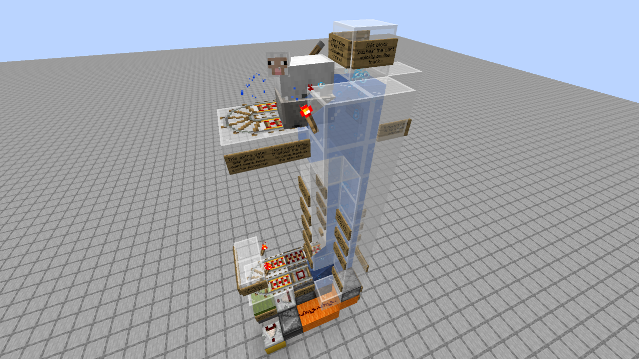 Minecart Two-Way Water Elevator Minecraft Map