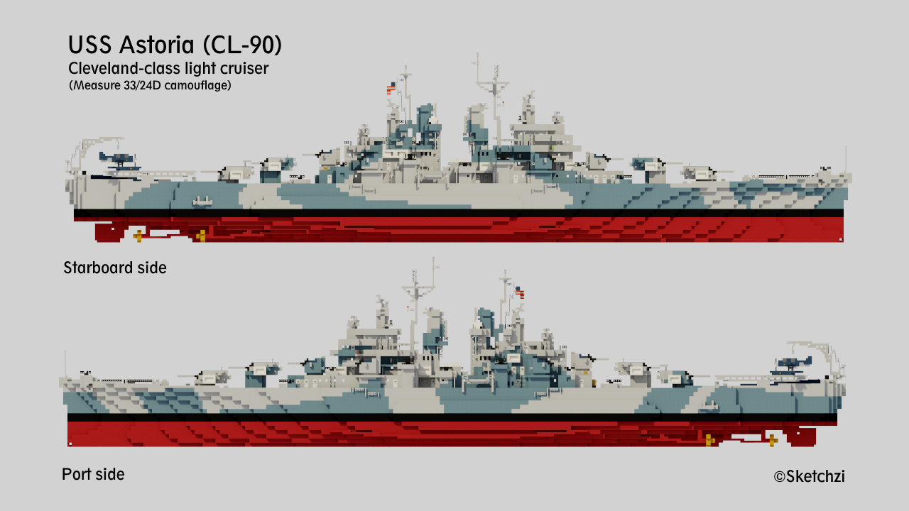 Cleveland-class USS Astoria (CL-90) Minecraft Map