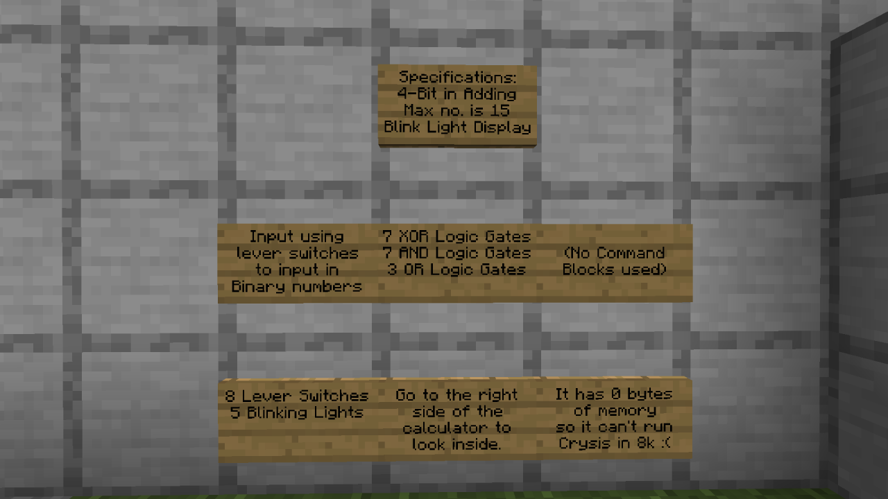 4-Bit Calculator 4B01 (1.14.3) Minecraft Map