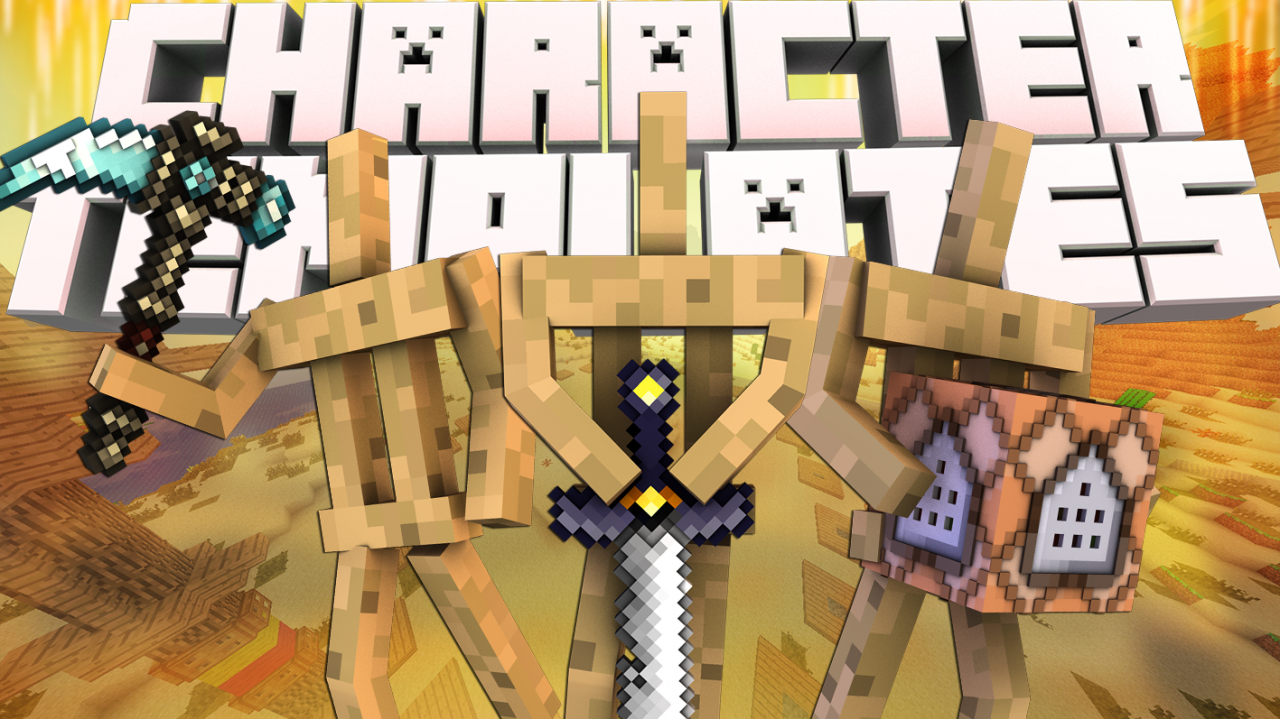 Character Templates in Two Commands Minecraft Map