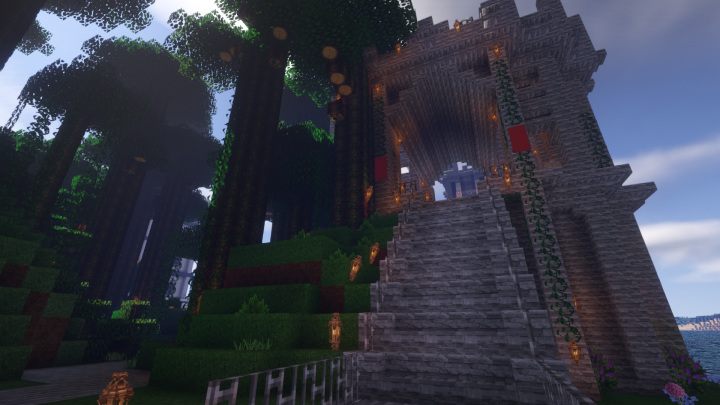 Large suspended stone bridge Minecraft Map