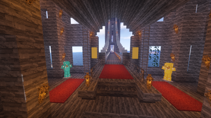 Large suspended stone bridge Minecraft Map