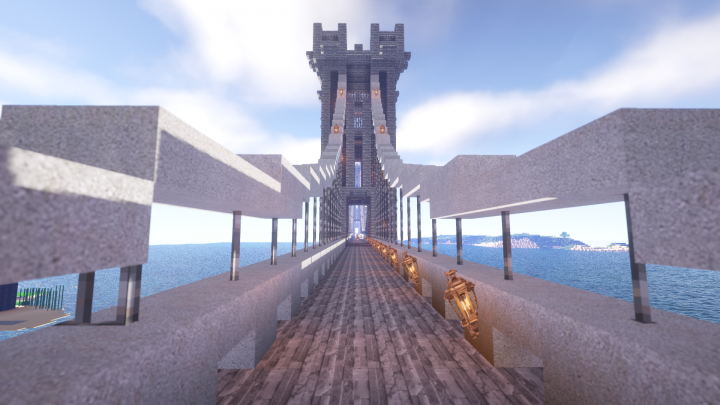 Large suspended stone bridge Minecraft Map