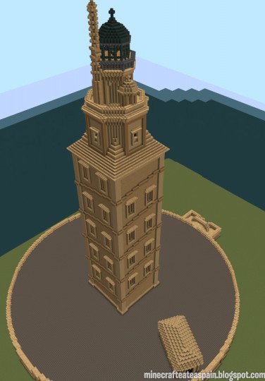 Minecraft replica of the Tower of Hercules, La Coruña, Galicia, Spain ...