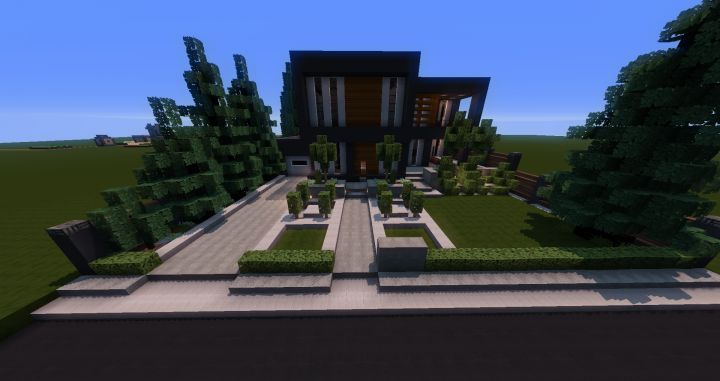 Modern House with a helipad Minecraft Map