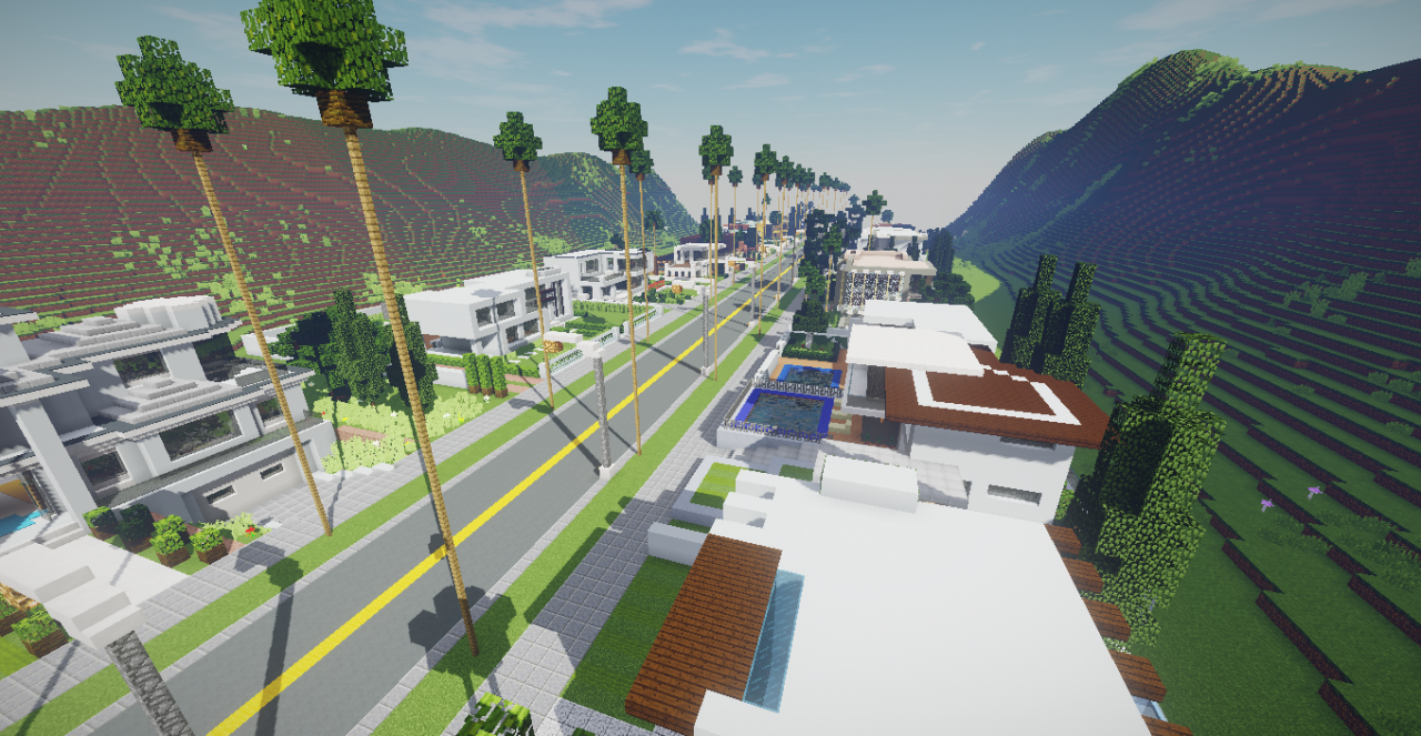 Modern Mountain Neighborhood Minecraft Map